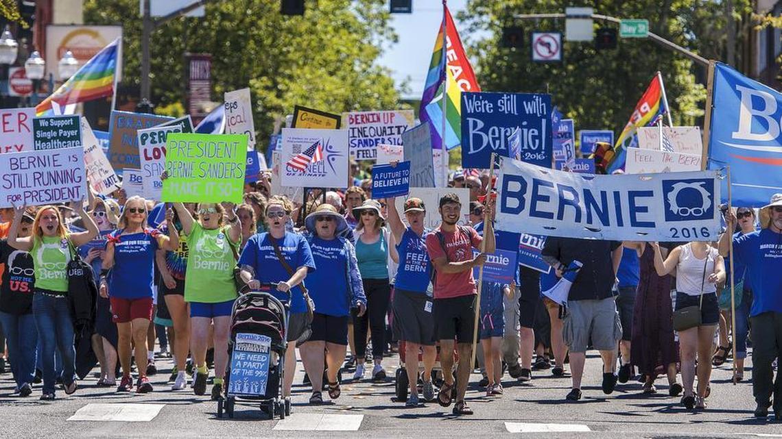 About 200 march for Bernie Sanders in Bellingham | Bellingham Herald